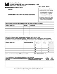 5777Entrance Cards order form | Westchester Reform TempleWestchester ...